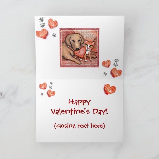 Valentine's Day Cat and Dog Love Greeting Card | Zazzle