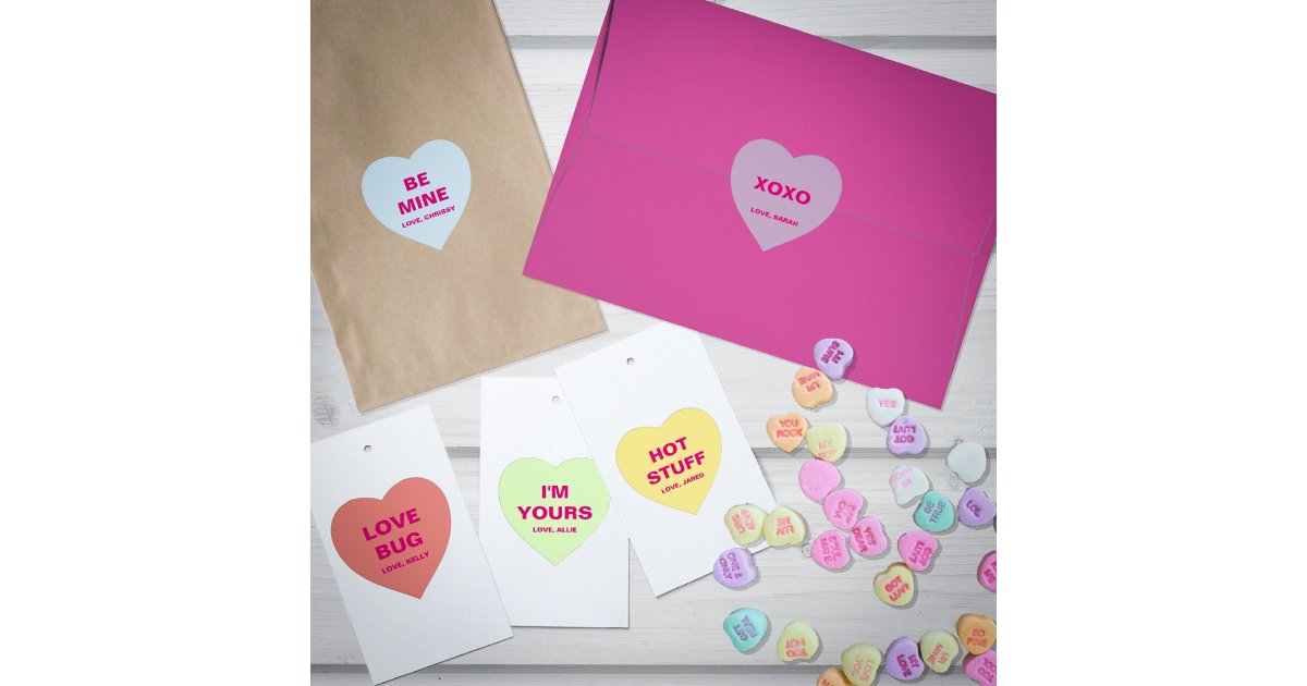 Valentine's Day Conversation Heart Heart Sticker | Zazzle