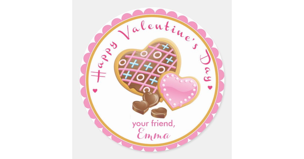Valentine's Day Cookie Stickers Goodie Bag Sticker | Zazzle