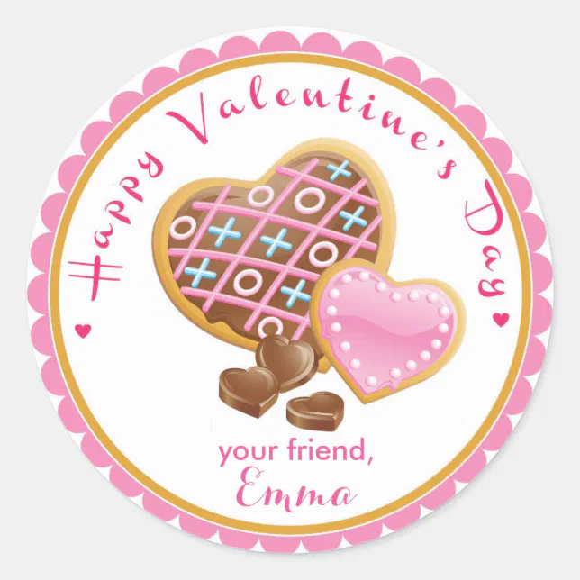 Valentine's Day Cookie Stickers Goodie Bag Sticker | Zazzle