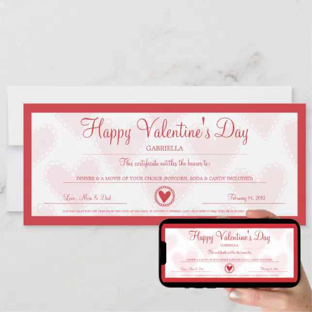 Valentine's Day Coupon Holiday Card | Zazzle