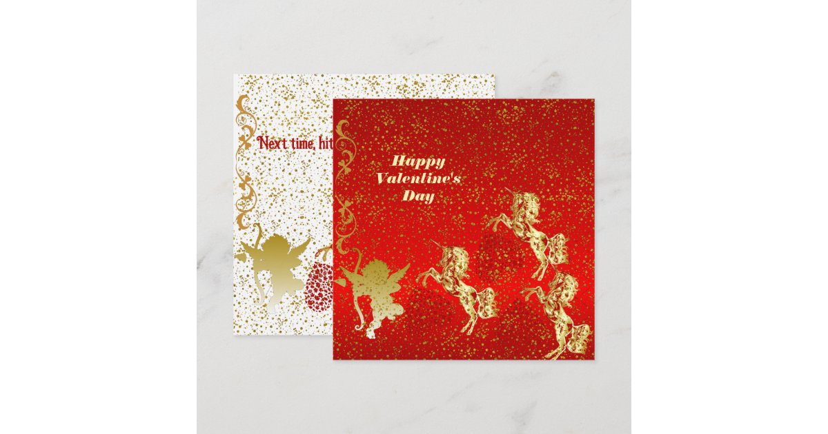 Valentines Day Cupid Gold Sparkle Romantic Card | Zazzle