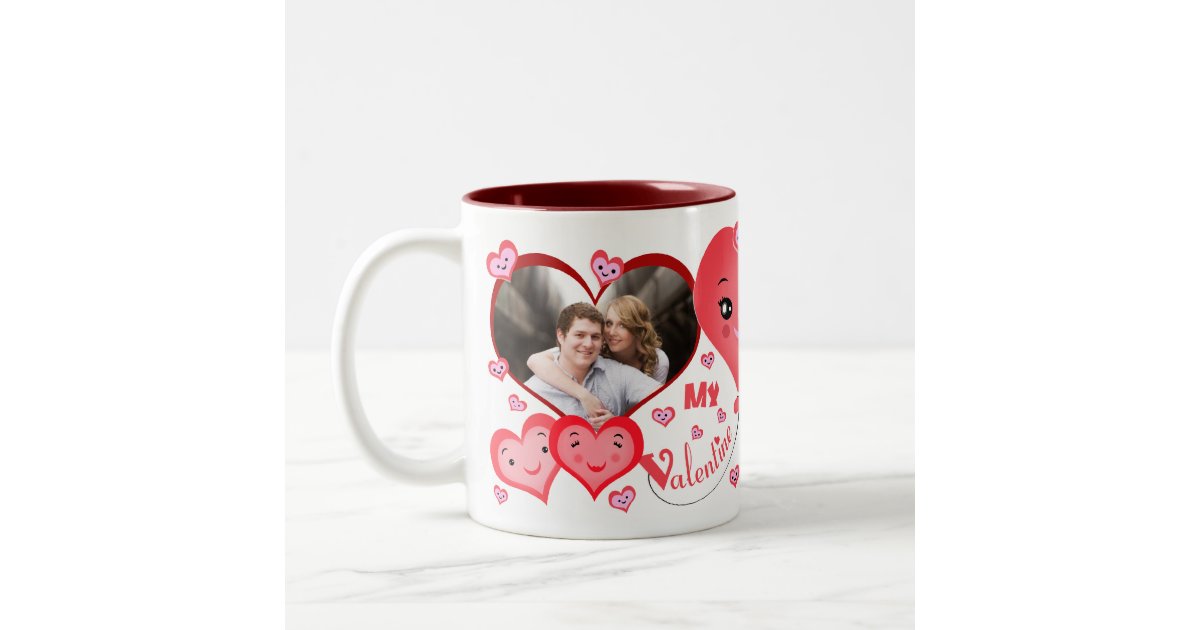 Valentine's Day Custom Two Photo Mug | Zazzle
