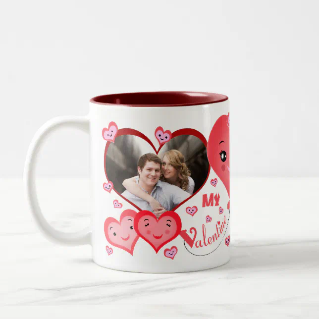 Valentine's Day Custom Two Photo Mug | Zazzle
