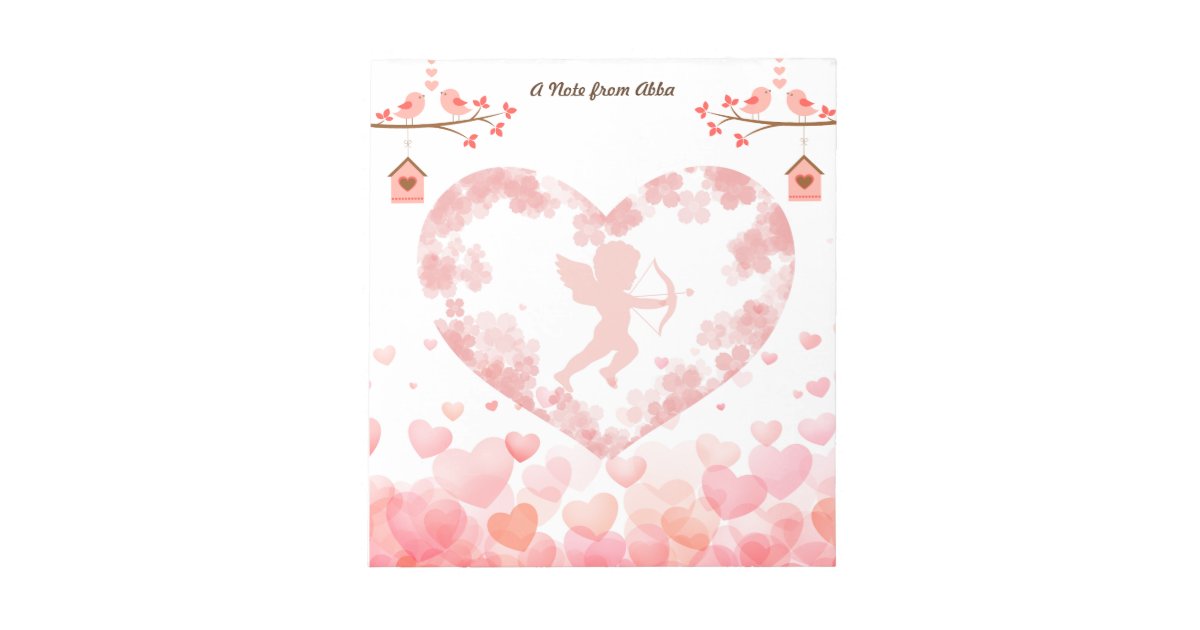 Valentine's Day Cute Cupids and Red Hearts Notepad | Zazzle