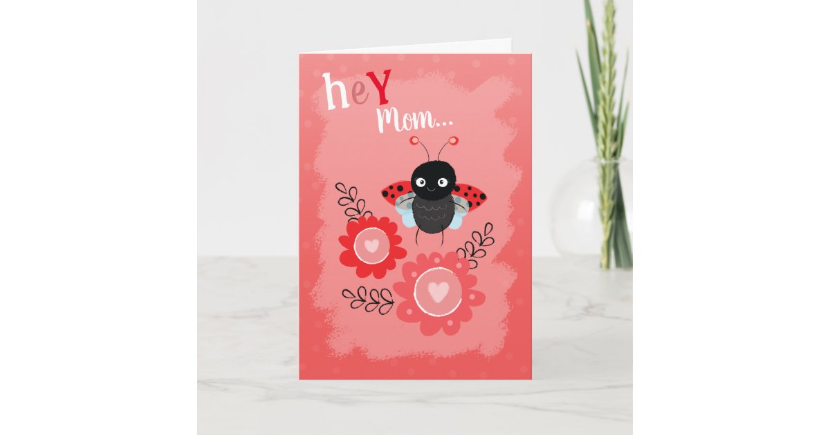 Valentine's Day Cute Ladybug for Mom Holiday Card | Zazzle