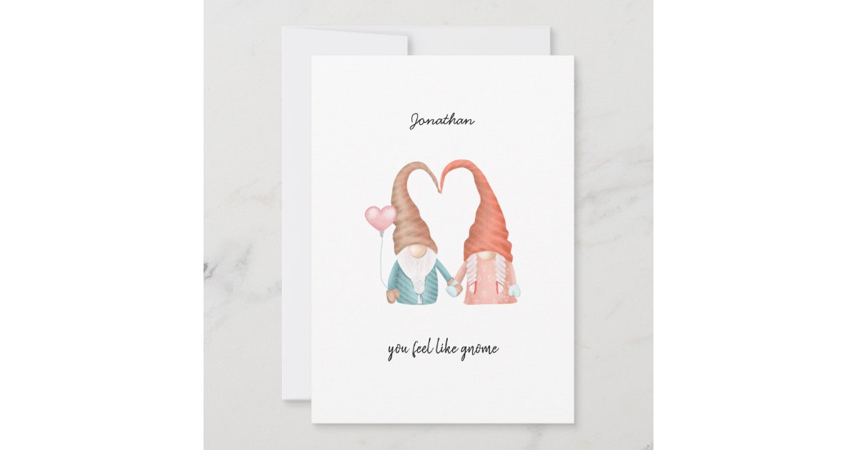 Valentine's Day Cute Love Gnome Funny Pun Holiday Card | Zazzle