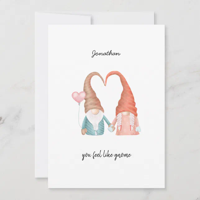 Valentine's Day Cute Love Gnome Funny Pun Holiday Card | Zazzle