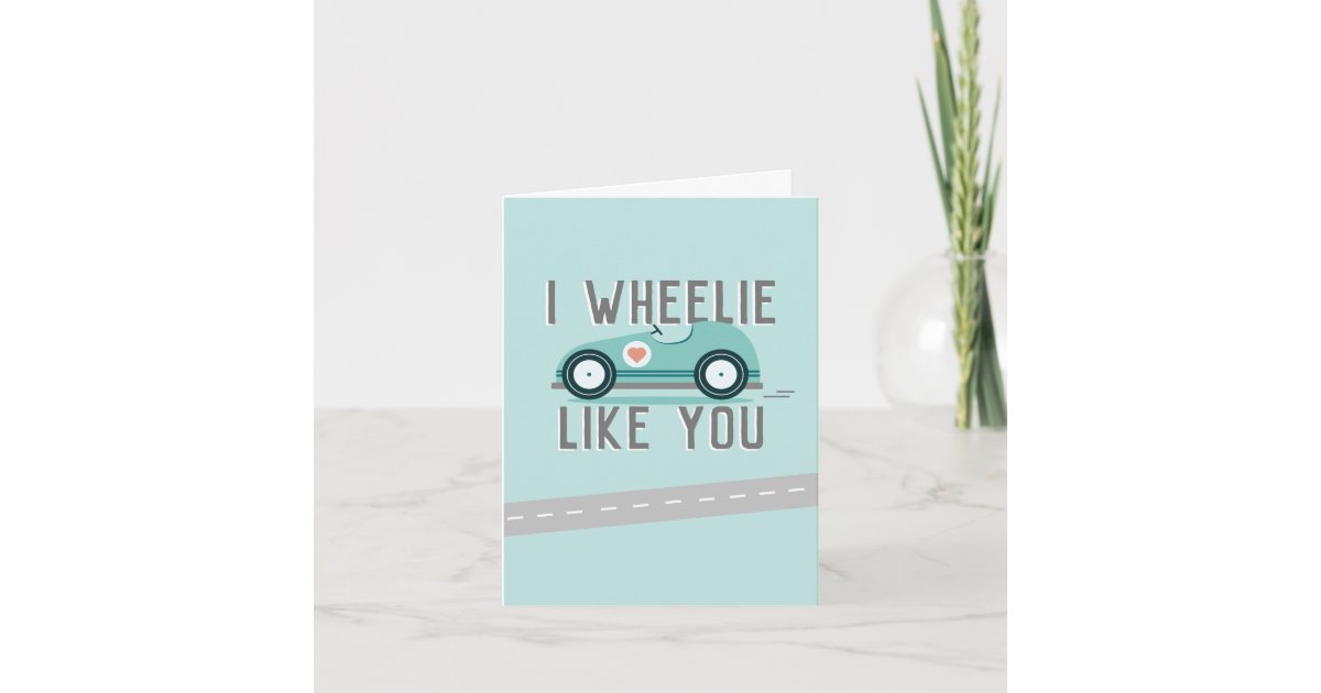 Valentine's Day Cute Race Car Themed Card | Zazzle