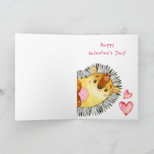 Valentines Day Cute Watercolor Hedgehog Holiday Card | Zazzle