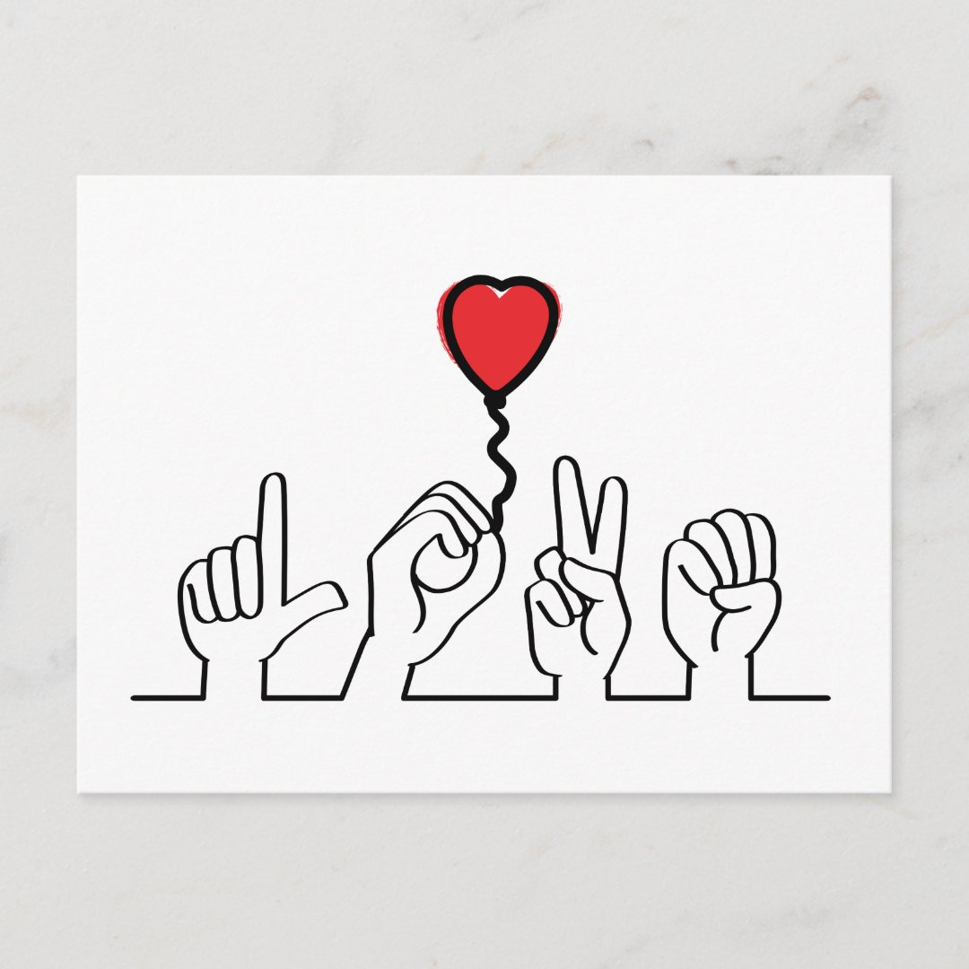 Valentine's Day. Deaf, sign-language love — love. Postcard | Zazzle