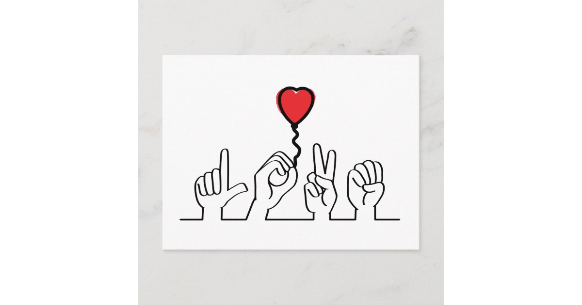 Valentine's Day. Deaf, sign-language love — love. Postcard | Zazzle