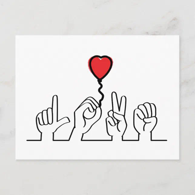 Valentine's Day. Deaf, sign-language love — love. Postcard | Zazzle