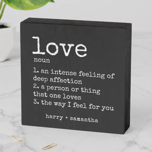 Valentine's Day Definition of Love Wooden Box Sign | Zazzle