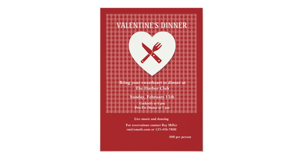 Valentine's Day Dinner Invitation | Zazzle.com