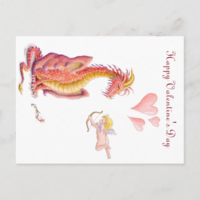 Valentine's Day Dragon postcard | Zazzle