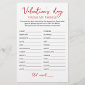 Valentine's day Finish my phrase Editable game | Zazzle