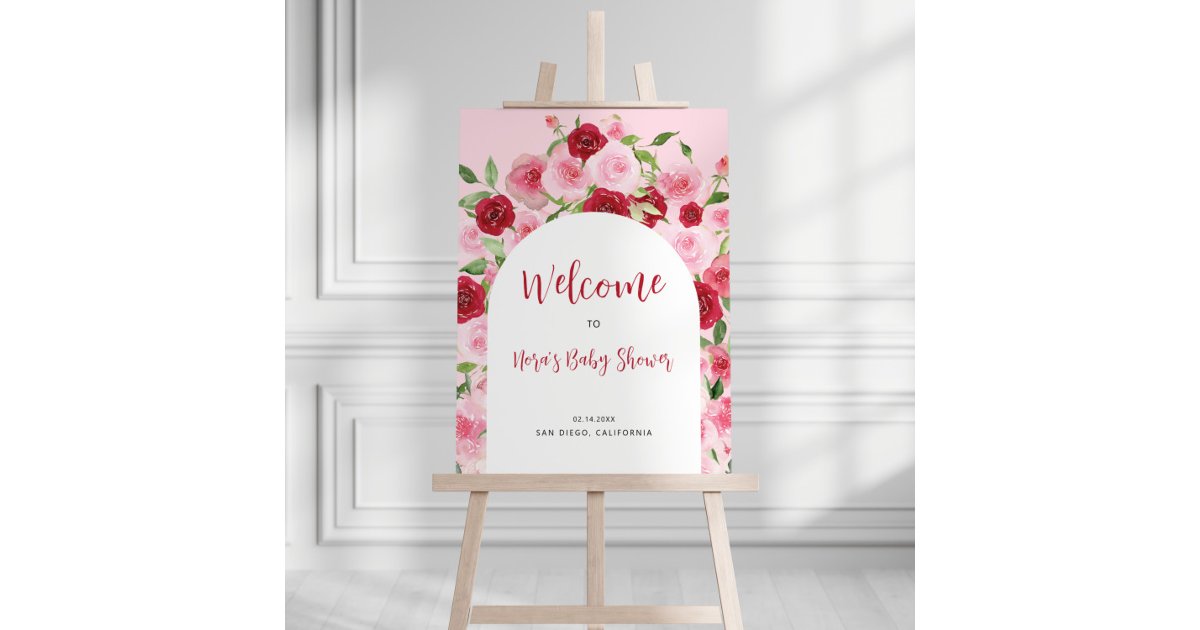 Valentine's Day Floral Arch Welcome Sign | Zazzle