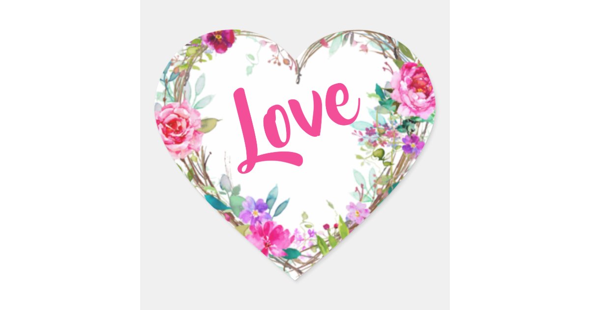 Valentine's Day floral Heart Sticker | Zazzle