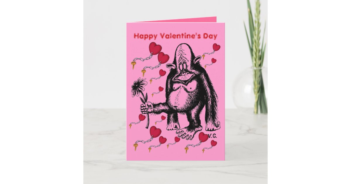 Valentine's day funny monkey card | Zazzle