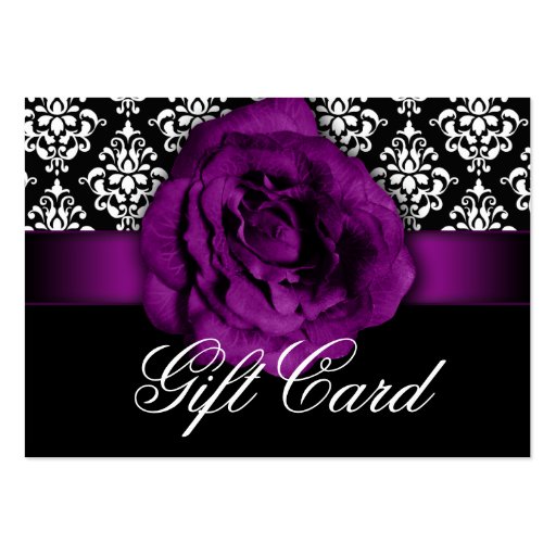 Valentines Day Gift Card Purple Rose Floral Damask Large Business Cards ...
