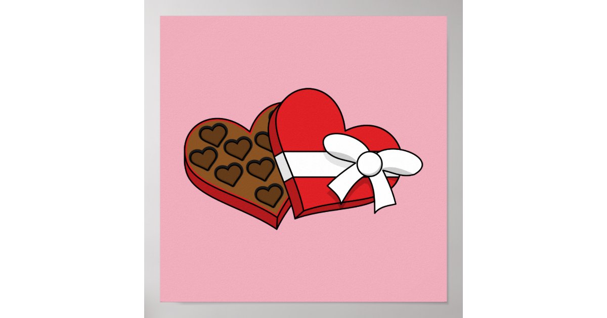 Valentine's Day Heart Chocolate Box Poster | Zazzle
