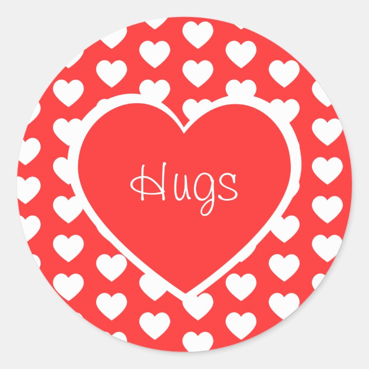 Valentine's Day Hearts Hugs Classic Round Sticker | Zazzle