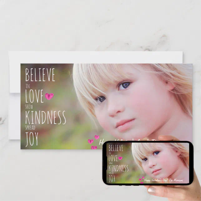 Valentine's Day Hearts Love Kindness Joy Photo Holiday Card | Zazzle