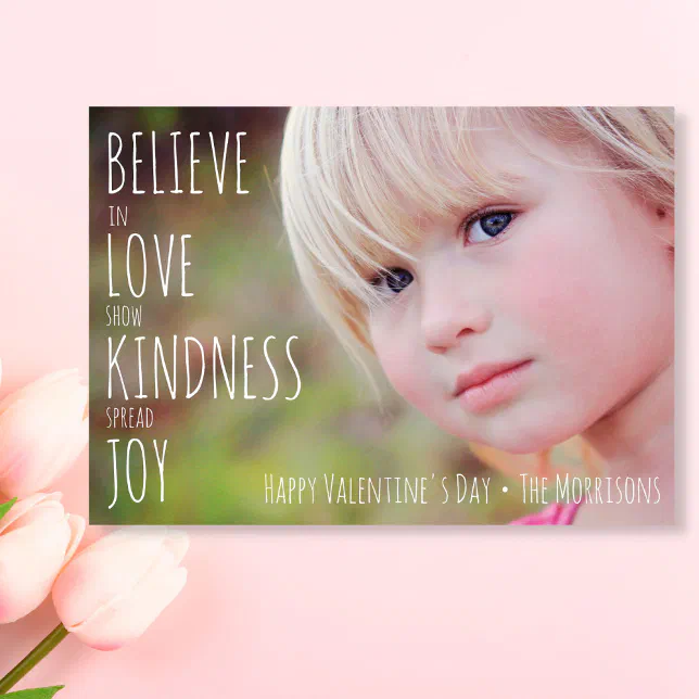 Valentine's Day Hearts Love Kindness Joy Photo Holiday Card | Zazzle