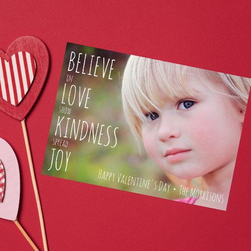 Valentine's Day Hearts Love Kindness Joy Photo Holiday Card | Zazzle