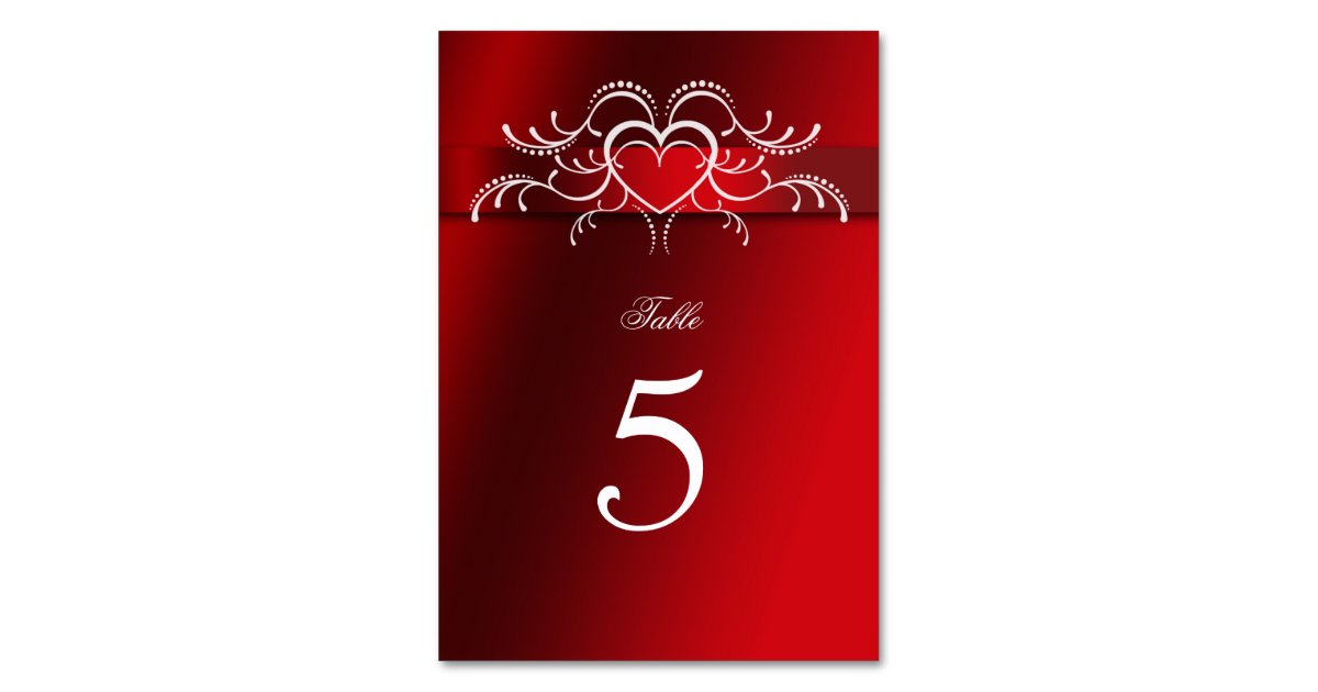 Valentine's Day, Hearts, Wedding, Table Number | Zazzle