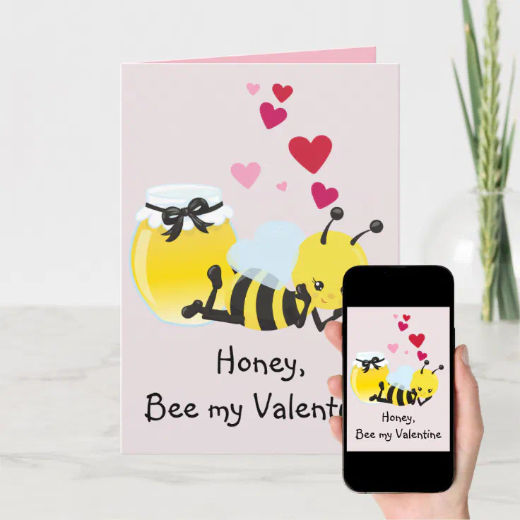 Valentine's Day Honey Bee My Cute Greeting card | Zazzle
