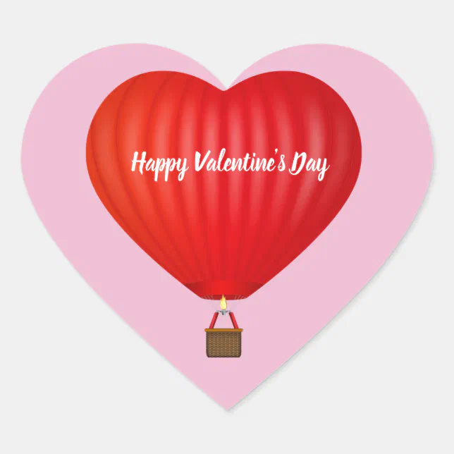 Valentine's Day Hot Air Balloon Heart Sticker | Zazzle