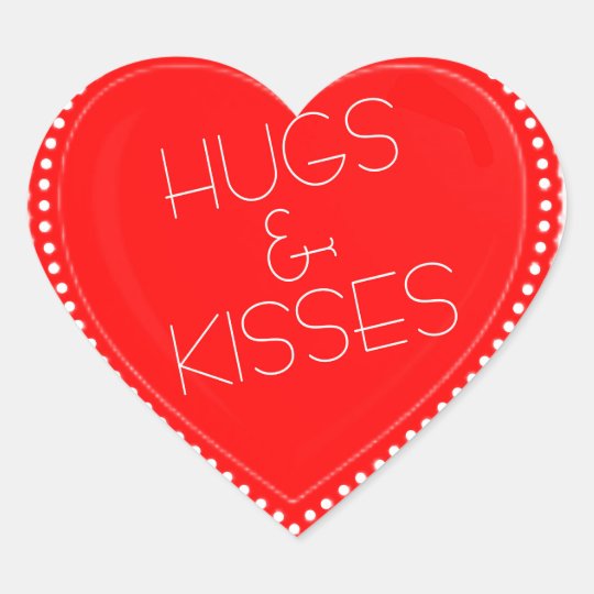 Valentines Day Hugs And Kisses Heart Heart Sticker