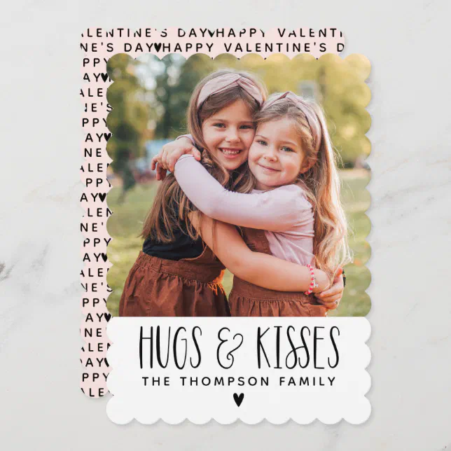 Valentine's Day Hugs Kisses Photo Holiday Card | Zazzle