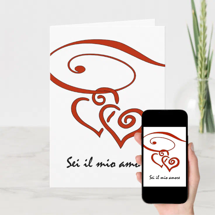 Valentine's Day in Italian, Hearts Swirl Together Holiday Card | Zazzle