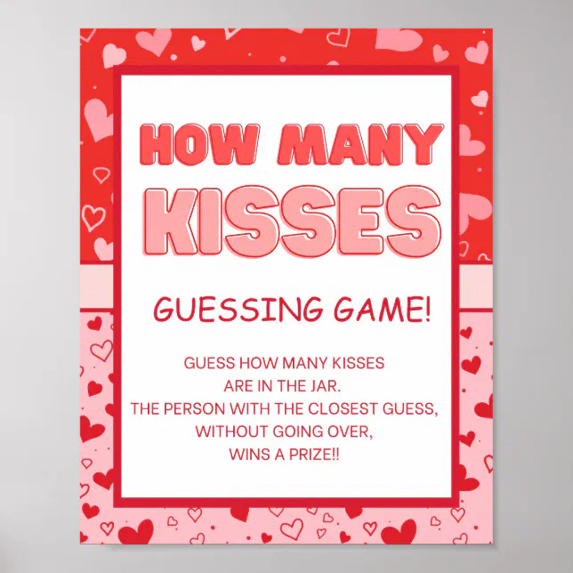 Valentine's Day Kisses Guessing Game Sign | Zazzle