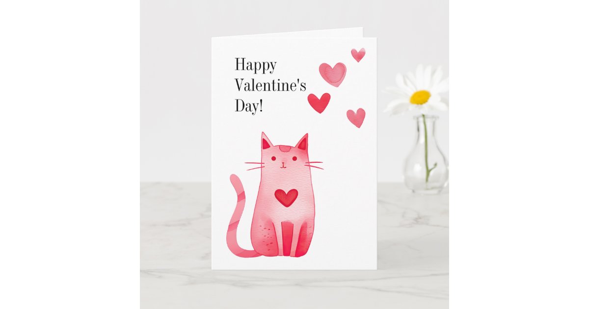 Valentine's Day Kitty Cat Card | Zazzle