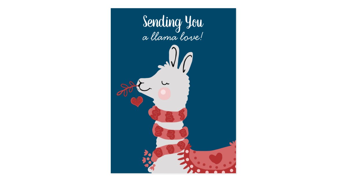 Valentine's Day Llama Love Postcard | Zazzle.com