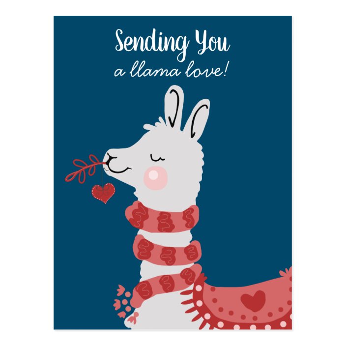 Valentine's Day Llama Love Postcard | Zazzle.com