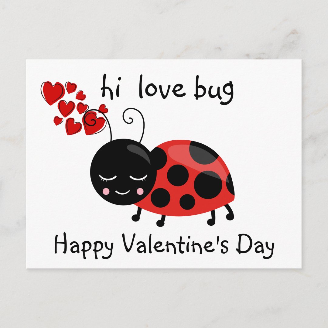 Valentine's Day Love Bug Child's Cute Postcard | Zazzle