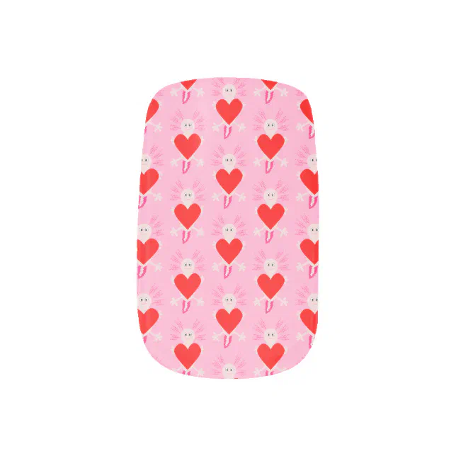 Valentines Day Love Heart Axolotl Minx Nail Art | Zazzle