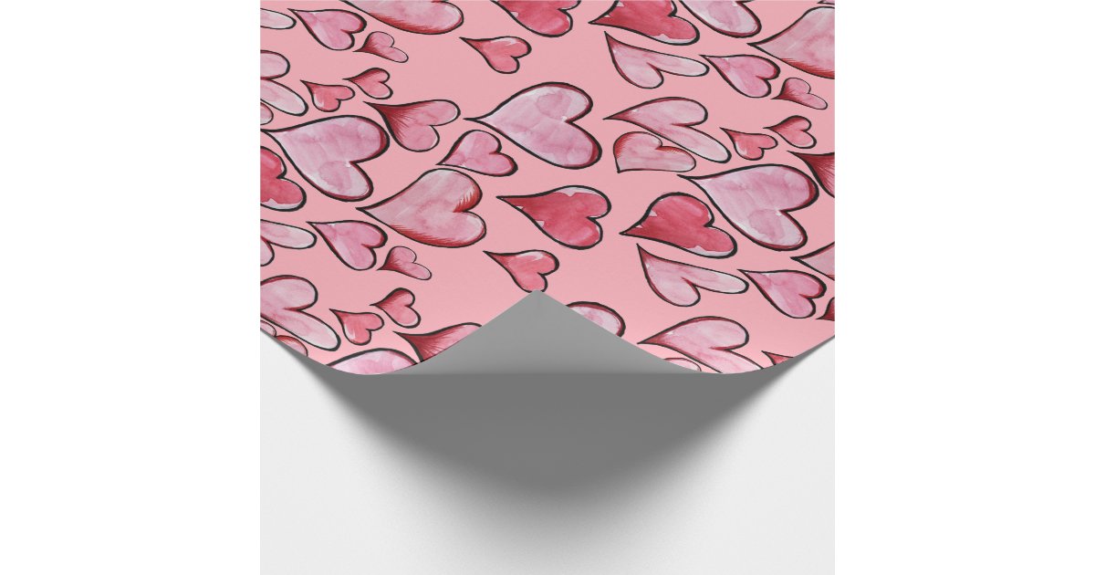 Valentine's Day Love hearts Wrapping Paper | Zazzle