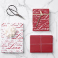 Valentine's Day "Love" Red Typography Pattern Wrapping Paper Sheets ...