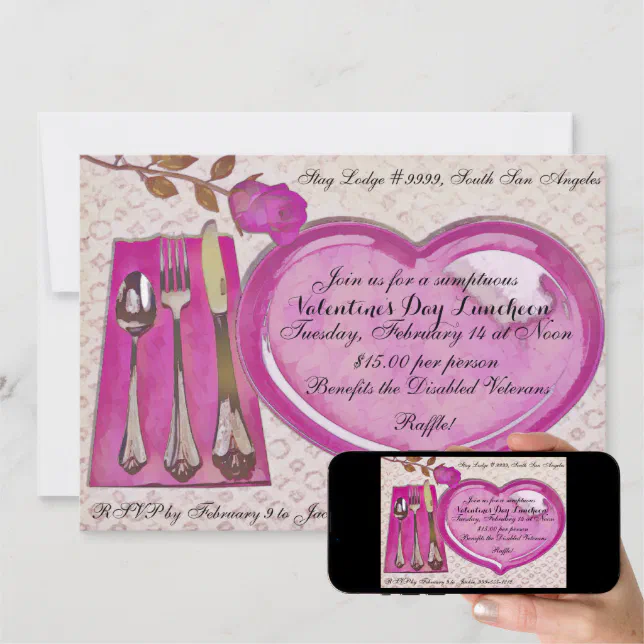 Valentine's Day Luncheon Invitation | Zazzle