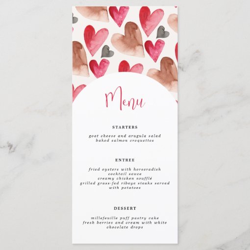 Valentine's Day Menu Card | Zazzle