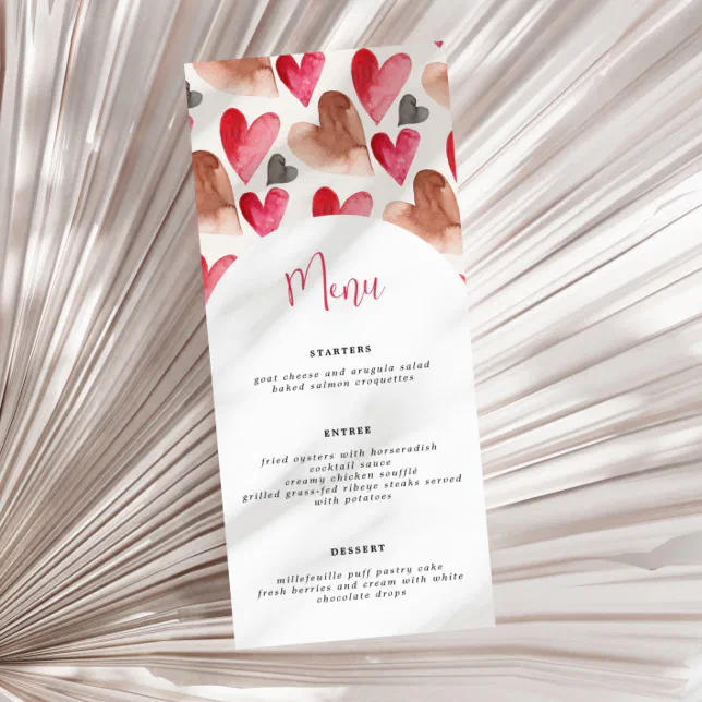Valentine's Day Menu Card | Zazzle