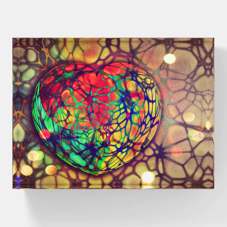 Valentines Day Mosaic Heart Paperweight | Zazzle