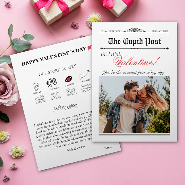 Valentines Day Newspaper Timeline Our Love Story Invitation | Zazzle
