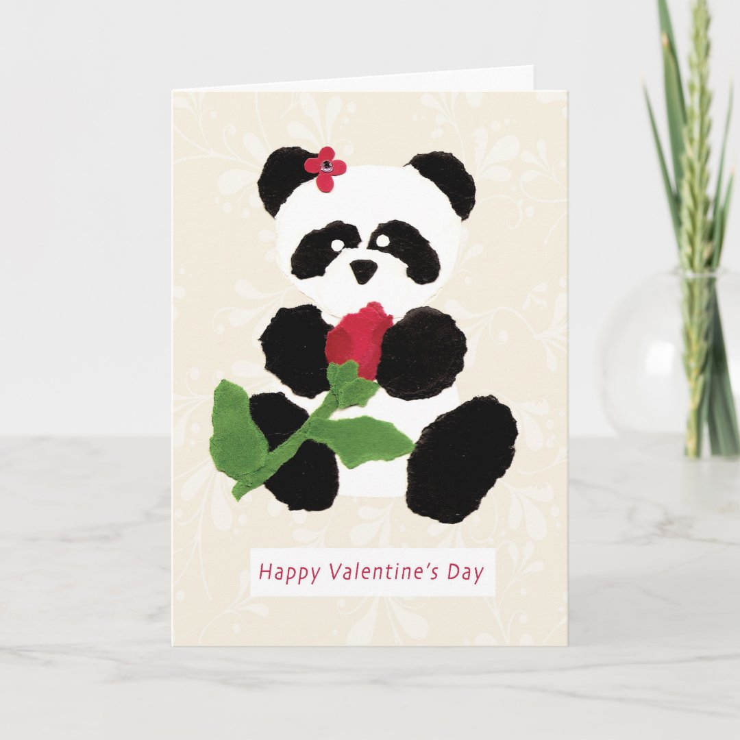 Valentine's Day Panda Holiday Card | Zazzle